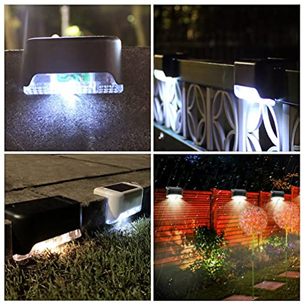 Cabilock Solar Led Lantern 4pcs Led Solar Lights for Fence Solar Powered Steps Light Outdoor Led Lamp Decks Walkway Patio Stair Garden Rail Backyard Fences Post Lamp Wall Sconces Lamp