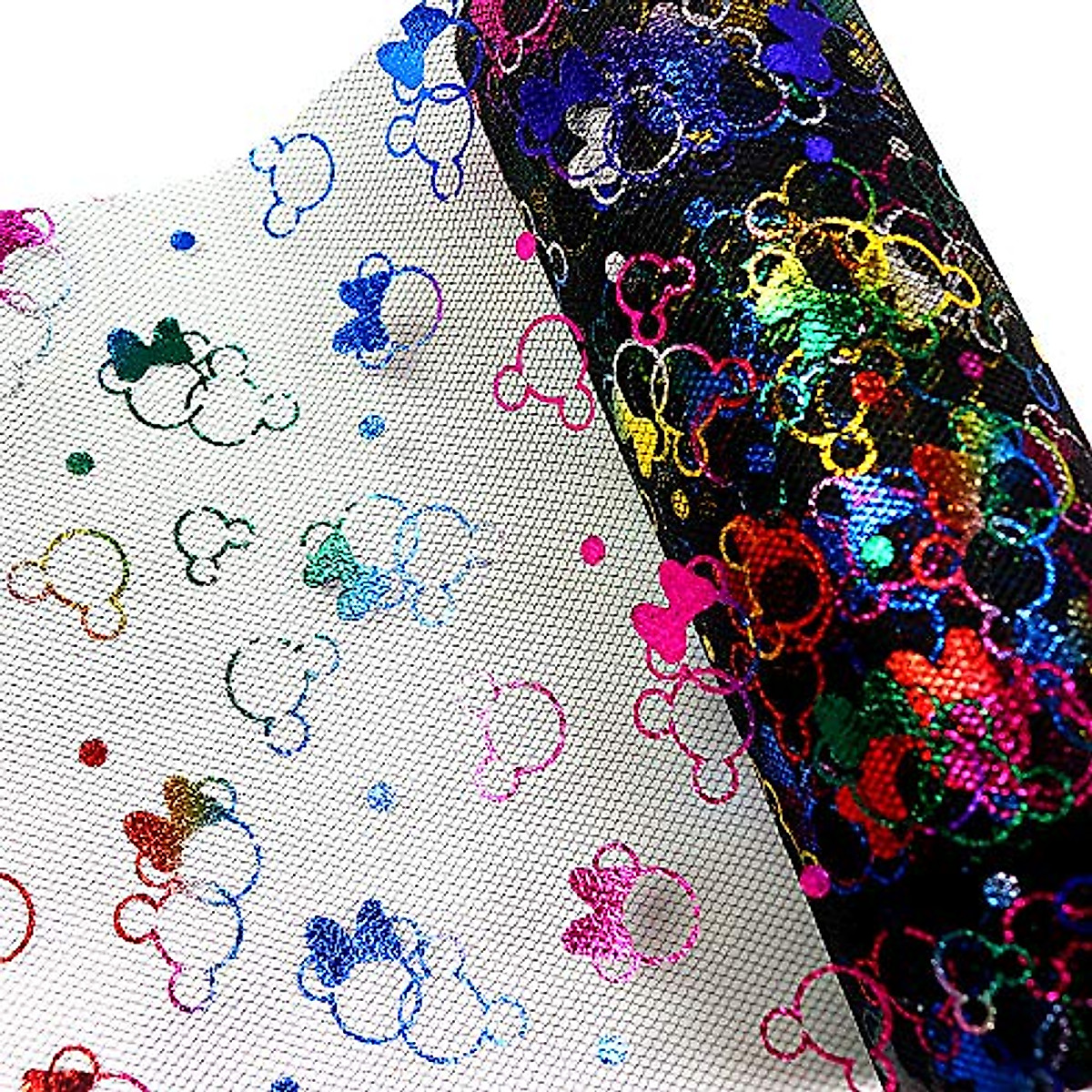 Yuanchuan Cartoon Glitter Tulle Rolls 6 inch x 10 Yards (30 feet) for Table Runner Chair Sash Bow Pet Tutu Skirt Sewing Crafting Fabric Christmas Wedding Unicorn Halloween Party Gift Ribbon (Black)