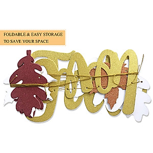 Uniwish Pre-Strung Fall in Love Banner Gold Glittery Garland Thanksgiving Fall Autumn Theme Wedding Bridal Shower Engagement Party Decorations