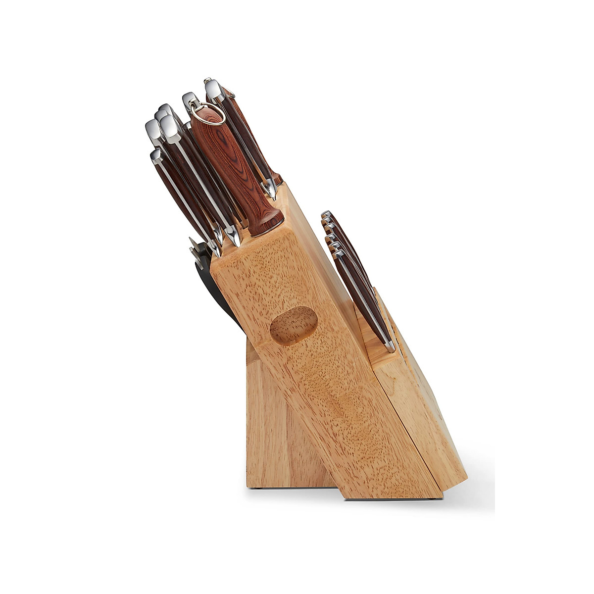 Bavarian Knife Works 19 Pieces Kitchen Knife Set, Knife Block Set with Steak Knives, Razor Sharp Blades, Ergonomic Pakkawood Handle, Light Weight Easy to Sharpen made of German Steel