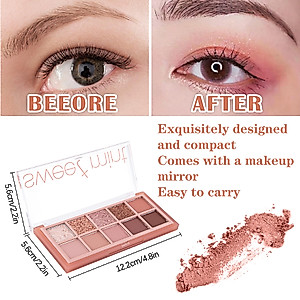 BowJian Korean Eyeshadow Palette Matte&Shimmer Eye Shadow Palette Make Up Pink Eye Black Waterproof Natural Korean Makeup Eye Glitter Eyeshadow High Pigment Pink Eyeshadow Makeup Palettes (Rose)