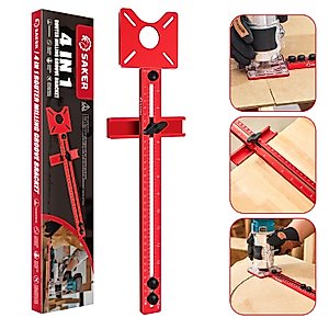 Saker New 4 in 1 Router Milling Groove Bracket|Cabinet Hardware Jig with Automatic Center Punch|Router Milling Groove Bracket Advantages|Router Guides for Woodworking