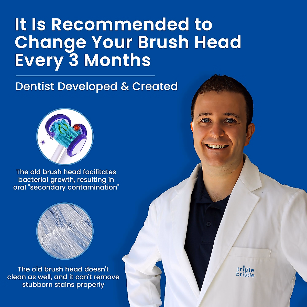 Compatible with Philips Sonicare® ONLY- Three Headed Replacement Toothbrush Heads - Fits ONLY Sonicare Models: DiamondClean, Flexcare+, HealthyWhite+, 2 Series Plaque Control (Soft Bristles - 3 Pack)