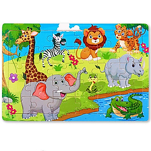 Wooden Jigsaw Puzzles for Kids Age 3-5 Year Old 30 Piece Colorful Wooden Puzzles for Toddler Children Learning Educational Puzzles Toys for Boys and Girls (4 Puzzles)