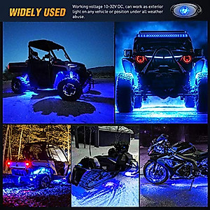 Nilight LED Rock Light 4PCS Blue Light Pods Waterproof Under Body Wheel Well Light Exterior Interior Lights for Car Truck Pickups ATV UTV SUV Motorcycle Boat, 2 Years Warranty