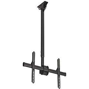 Displays2go SLC3770LBK Ceiling Mount for TV Monitors 37 to 70 Inch, Swiveling & Tilts, Telescoping, Black Steel