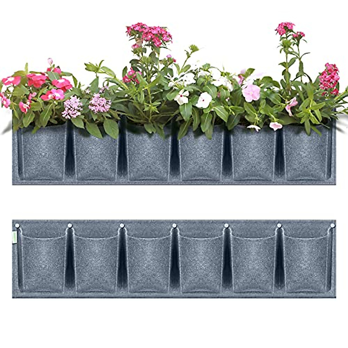 NEWKITS Hanging Vertical Garden Wall Planter Deeper and Bigger 6 Pocket Vertical Garden Solution 2020 (Grey-A)