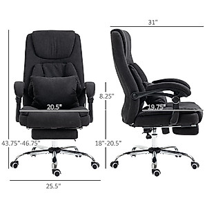 Vinsetto 3D Kneading Massage Office Chair with Reclining, Swivel Fabric Computer Chair with Footrest, Armrest, Black