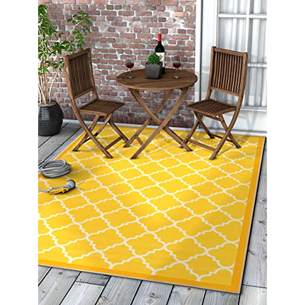 Well Woven Kings Court Brooklyn Trellis Modern Gold Geometric Lattice 3'3" x 4'7" Indoor/Outdoor Area Rug