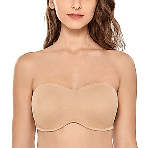 DELIMIRA Women's Strapless Bra Minimizer Seamless Underwire Unlined Bandeau for Big Bust Oatmeal Heather 40D