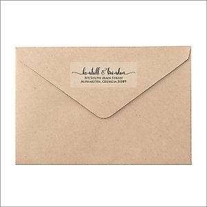 PrettySweetParty Clear Address Labels - Frosted Clear Transparent Custom Printed Personalized Return Address Labels for Envelopes (Calligraphy with Tails)