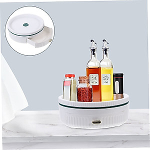 Zerodeko Rotating Spice Rack Kitchen Holder Makeup Holder Round Rotating Organizer Tray Cabinet Organizer Plastic Serving Tray Kitchen Seasoning Holder White pp to Rotate Desktop Food