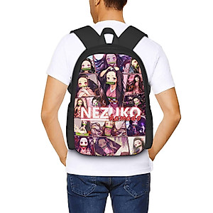 Uzui Tengen 17" Nezuko Backpack Anime Multifunction Bookbag with Side Pockets Durable Laptop Bag for Teen Boys Girls