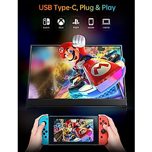 VILVA Portable-Monitor-for-Laptop - 15.6'' 1080P FHD IPS Display USB-C&HDMI Portable Monitor for Laptop with Cover and Speakers