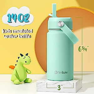 Fimibuke Kids Insulated Water Bottle - 14oz BPA-FREE Double Wall Vacuum Tumbler 18/8 Stainless Steel Leak Proof Kids Cups with Straw Metal Water Bottle for School Boys Girls (2 Pack, Underwater World)