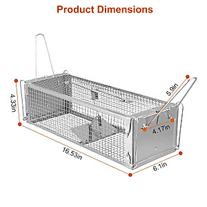iMounTEK Humane Live Mouse Trap Humane Trap Cage Dual Door Small Animal Trap Humane Live Rodent Dense Mesh Trap Cage with 2 Detachable U Shaped Rod