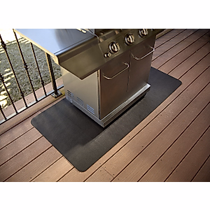 Diversitech Outdoor Gas Grill BBQ Floor Mat 48" x 30" - Absorbant Protection for Decks & Patios, Black
