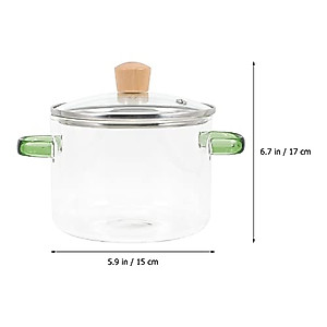 ERINGOGO Ramen Cookware Tea Pot Glass Pots Tea Kettle Stovetop Clear Glass Pot Kitchen Stew Pot Clear Saucepan Glass Pot for Soup Cooking Pot Mushroom Hand-pulled Noodle Binaural Butter