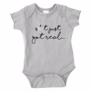 EVERYDAY HERO CLOTHING CO. Pregnancy Announcement Onesie Size 0-3 Months: It Just Got Real Baby Announcement for Family Onesie Romper Gray. Baby Boy or Girl