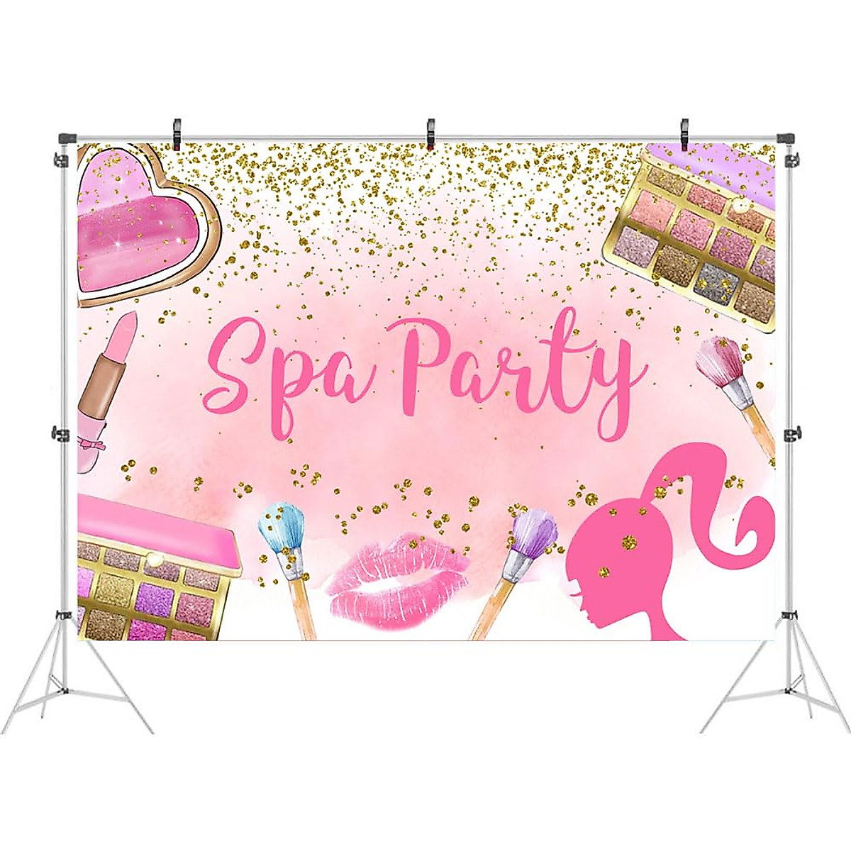 Ticuenicoa Make Up Spa Party Backdrop 7x5ft Pamper Party Decorations Supplies for Girl Princess Woman Pink Beauty Makeup Birthday Photography Background Banner Photo Studio Props