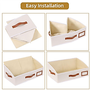 YheenLf Closet Storage Bins 1-Packs,Foldable Trapezoidal Storage Bins,Fabric Box with Handle,Used for Organizing Clothing,Toilets,Towels,Books,Beige,19.7x11.4x8.3in
