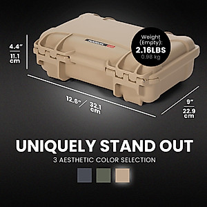 NANUK 909 Hard Case with Customizable Cubed Foam, IP67 Waterproof & Crushproof, Rugged Construction for Ultimate Protection, Made in North America – Tan (12.6” x 9” x 4.4”)