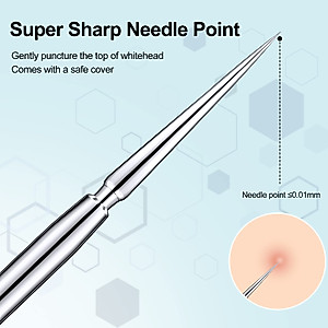 Titanium Lancet Needle Pimple Popper Tool Facial Milia Remover Blackhead Blemish Remover Blackhead Whitehead Extractor Professional Lancet Zit Blemish Comedone Removal Tool 2 Pieces with Box