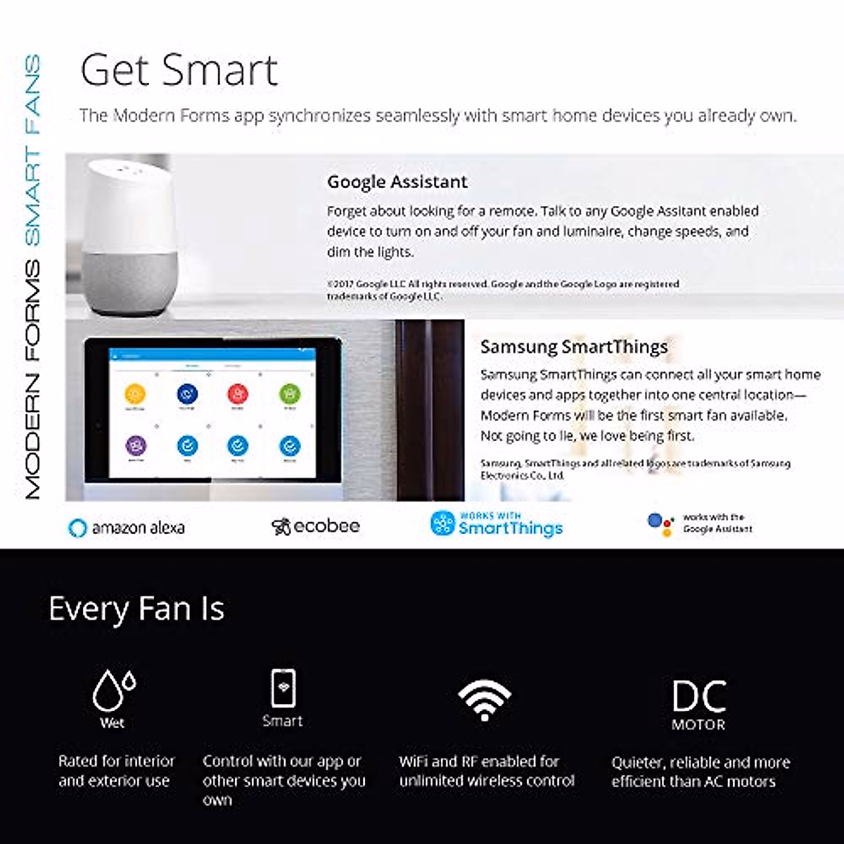 Vortex Smart Indoor and Outdoor 3-Blade Ceiling Fan 60in Automotive Silver with Remote Control works with Alexa, Google Assistant, Samsung Things, and iOS or Android App