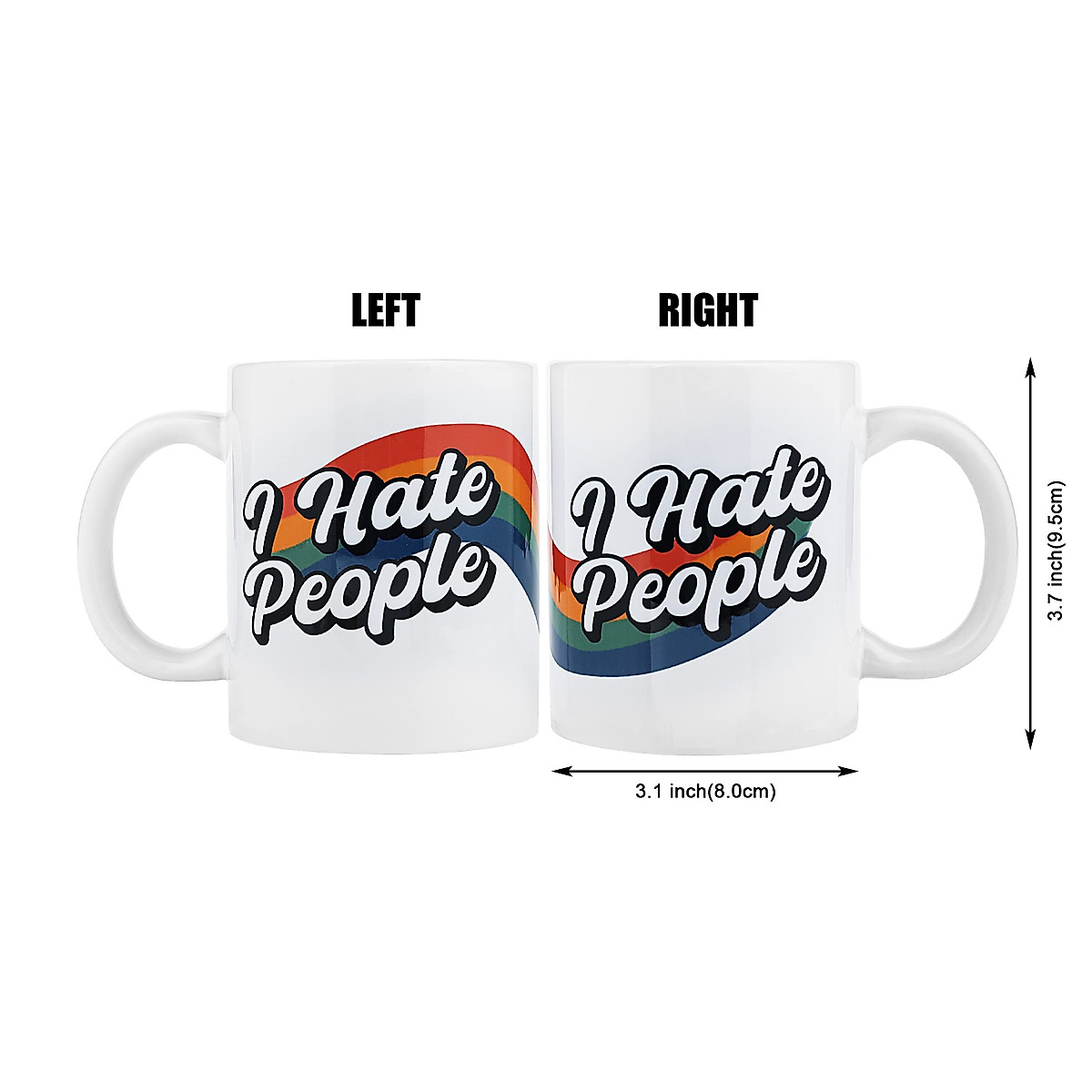 I Hate People Mug - Funny Coffee Mug, I Hate People Funny Mugs For Women Men, Sarcastic Mug Gag Gift For Sister, Friends, Coworker, Brother, Introvert, Ceramic Retro Coffee Mugs For Women 11oz White