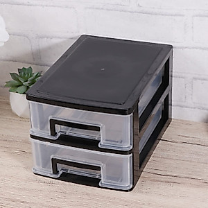 Amosfun Desk Makeup Organizer 9 x 9 x 7.5 inch Stackable Drawers Organizer Storage Cabinet for Makeup, Craft Beads for Dresser, Office, Bathroom