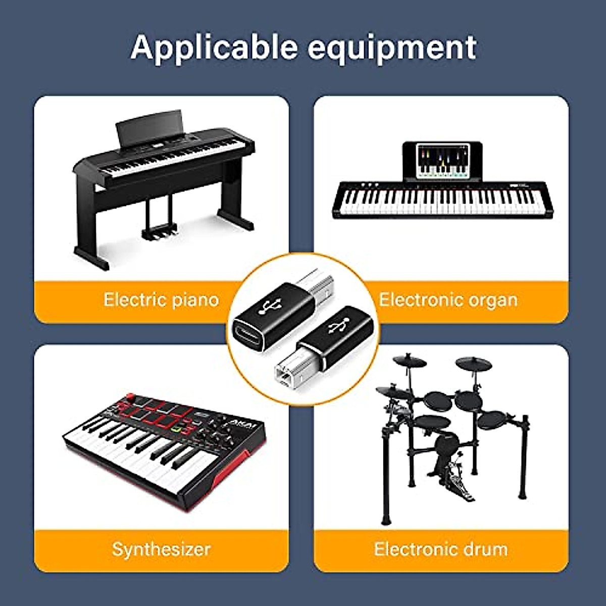 USB C to B Adapter,【3-Pack】 Tpenod Female USB C to MIDI Converter，Compatible with MIDI，Printers，Chromebook Pixel，Electric Piano,Synthesizers and Devices /laptops with Type-c Port., black