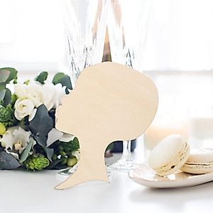 Jetec 8 Pieces African Woman Women Face with Lashes Silhouette Head Wood Decoration Pendant Unfinished Laser Cutting Cutout Shape Painting DIY Crafts Door Wall Hanging