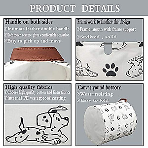 BOOHIT Storage Baskets,Canvas Fabric Laundry Hamper-Collapsible Storage Bin with Handles,Toy Organizer Bin for Kid's Room,Office,Nursery Hamper, Home Decor (Puppies)