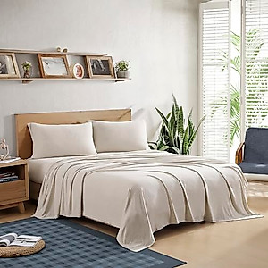 Brielle Home Jersey Knit Cotton Sheet Set - Breathable, Soft, T-Shirt Fabric - Heather Taupe, Queen