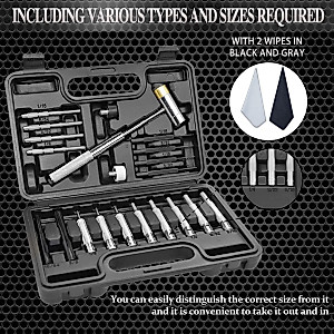 BESTNULE Punch Set, Pin Punches, Punch Tool, Roll Pin Punch Set, Made of High Quality Metal Material Including Punches and Hammer, Mechanical Repair Tool, with Organizer Storage Box (with Bench Block)