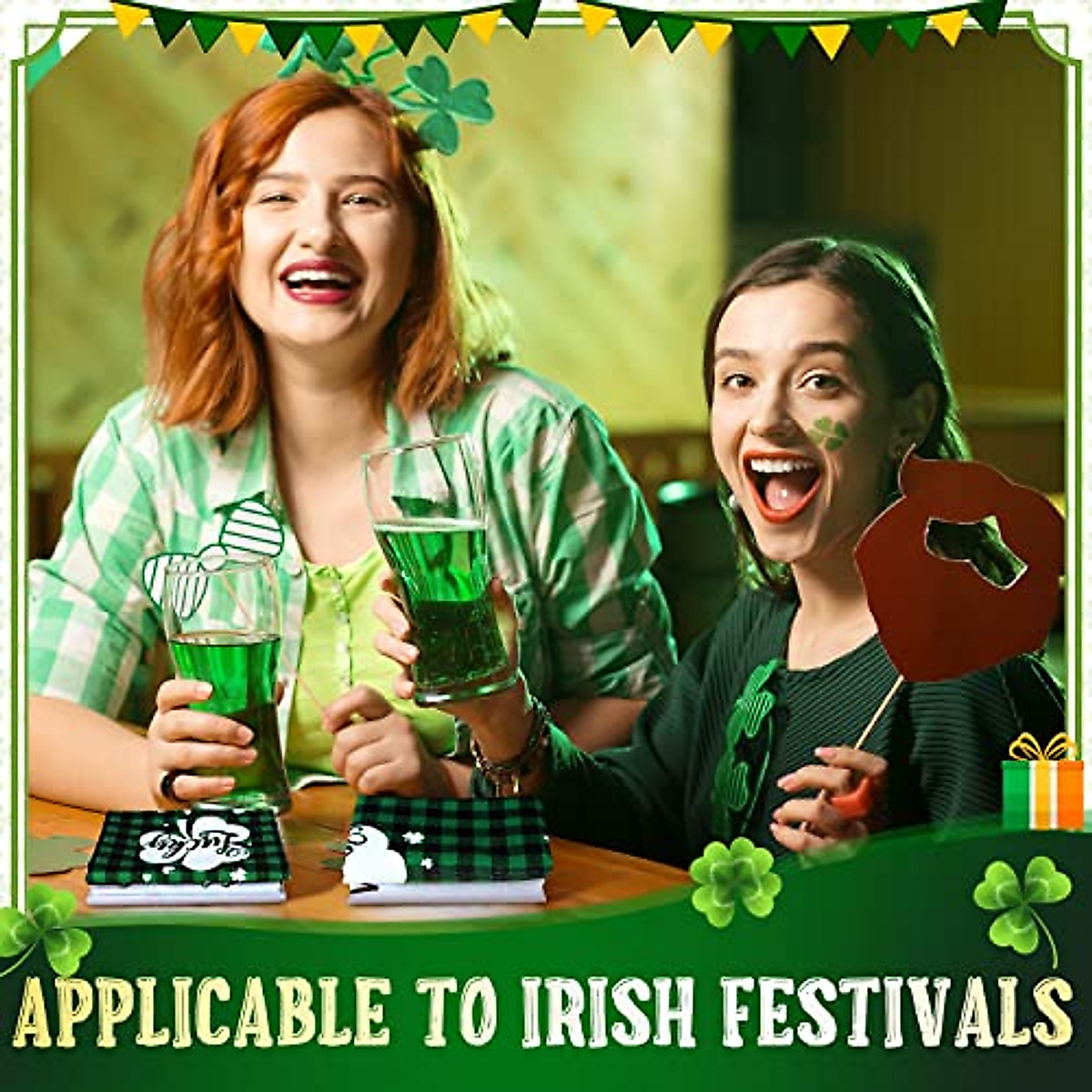 Kajaia 4 Pieces St. Patrick's Day Kitchen Dish Towels Green Black Buffalo Plaids Lucky Shamrock Truck Cloth Tea Towel 16 x 24 Irish Seasonal Decorative Dishcloth Hand Towel for Cooking Baking