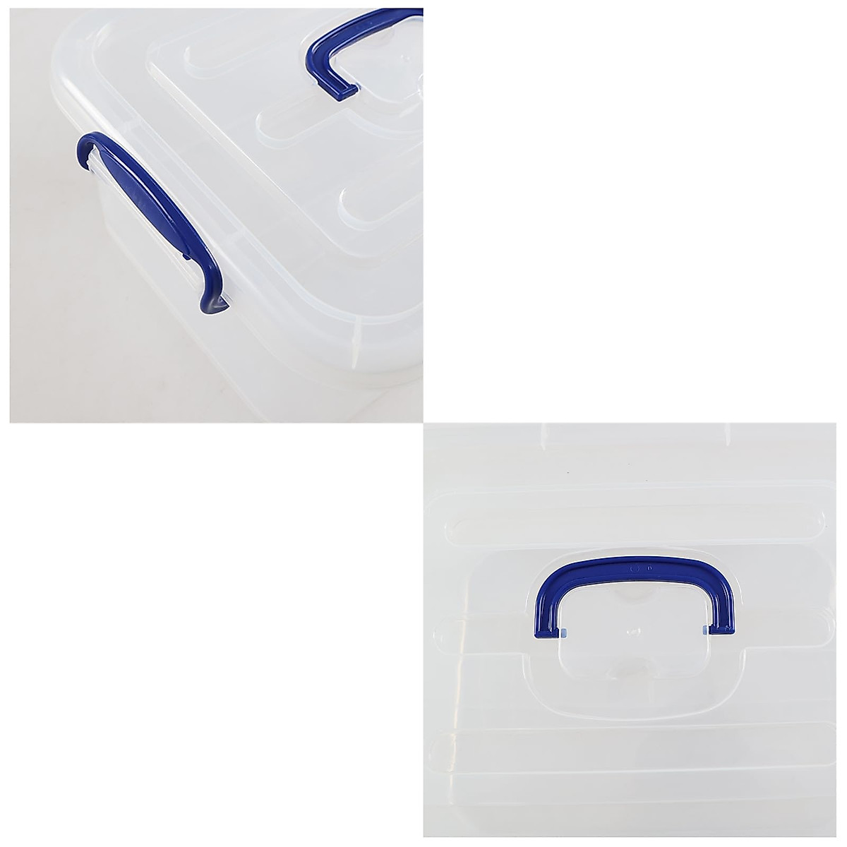 Asking 8 L Clear Storage Latch Box with Handle, 2-Pack Plastic Storage Boxes