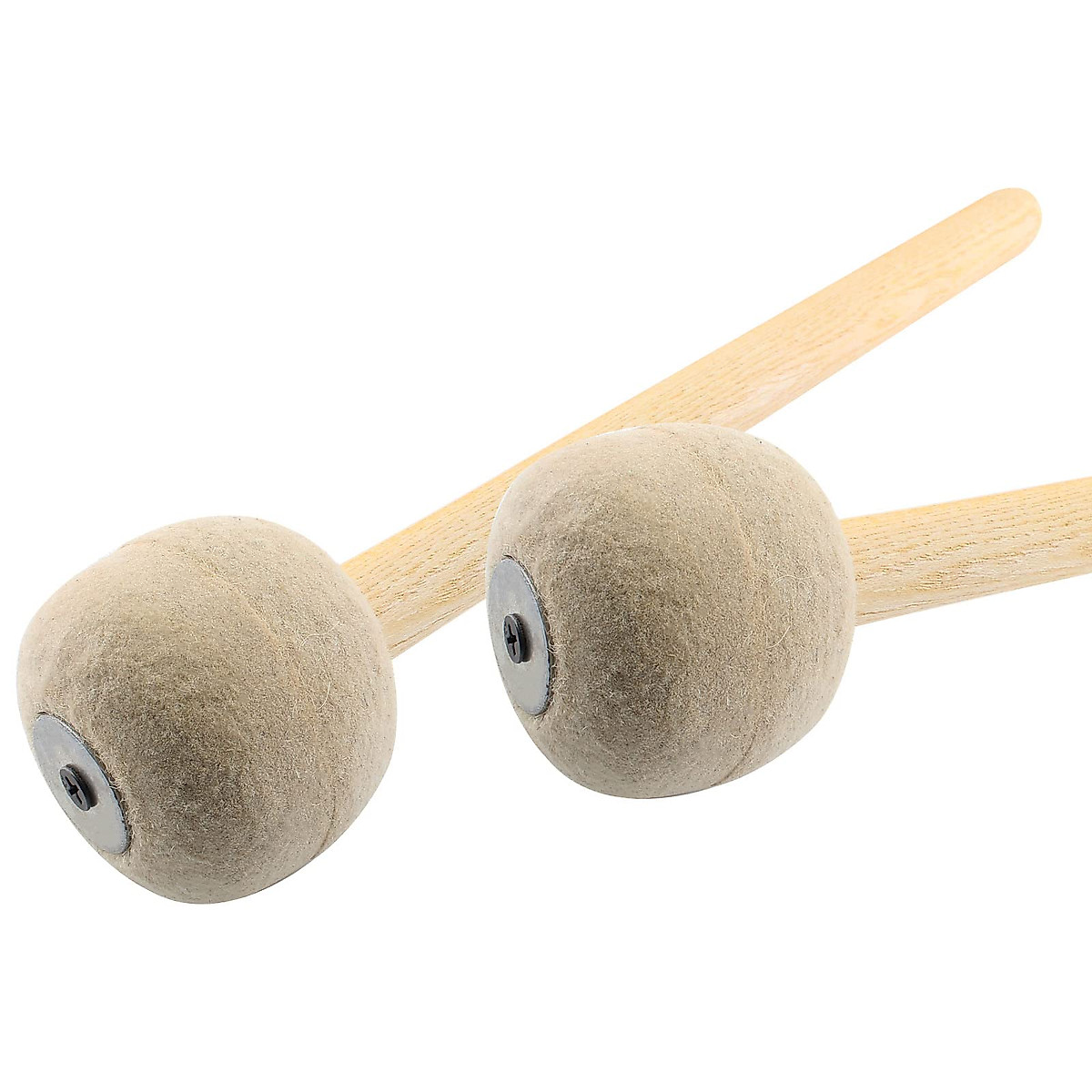 Jiozermi 2 Pcs Drum Mallet 13.22 Inches Length, Wool Felt Drum Stick, Anti-slip Bass Percussion Sticks, Instrument Band Accessory Part for Drums Snare Drums, Beige