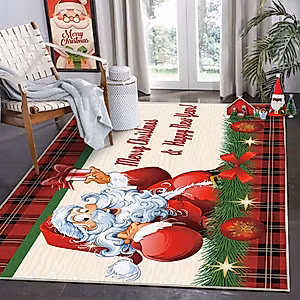 Anibedding Christmas Area Rug for Entryway 3'x5' Non Slip Washable Area Rug Low Pile Carpet for Bedroom Living Room Kitchen