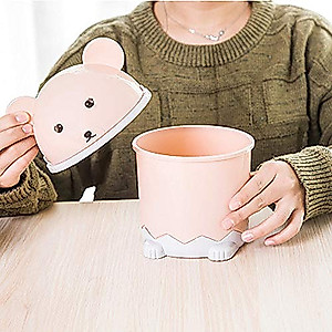 SAIKUN Cute Animal Desktops Trash Can, with Lid ，Rubbish Storage, Garbage Bin for Office Kids Bedroom Use (Pink)