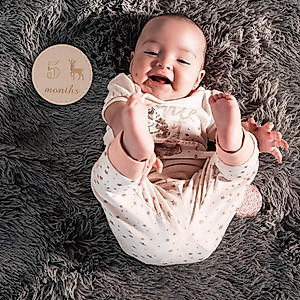 VALICLUD 12pcs Baby Monthly Cards Wooden Discs Milestone Cards Baby First Year Growth Photography Picture Commemoration Props