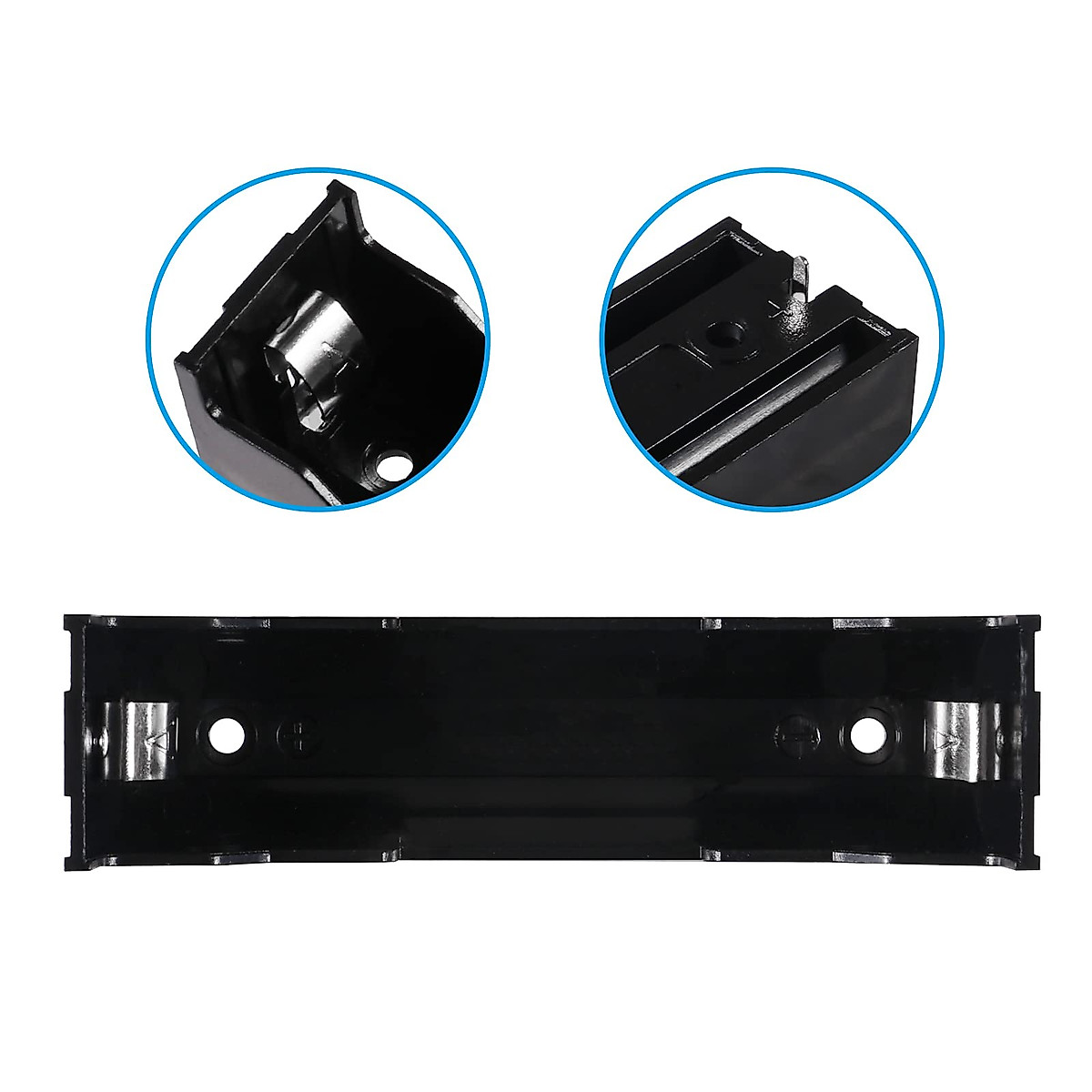 Coliao 8pcs 18650 Battery Case Holder 1 Slots X 3.7V DIY 18650 Battery Storage Box, in Parallel Black Plastic Batteries Clip Box with Pin for DIY Parallel or Series Circuit PCB Projects