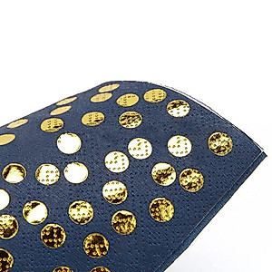 DGVR Blue and Gold Party Supplies Disposable Party Dinnerware Set 125PCS Dark Blue Paper Plates Napkins Cups Serve 25 for Graduation Birthday Party Wedding