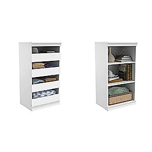ClosetMaid 4561 Modular Closet Storage Stackable Unit, 4-Drawer, White & 4557 Modular Closet Storage Stackable Shelf Unit, 40.29-inch H x 21.39-inch W x 15.91-inch D, White