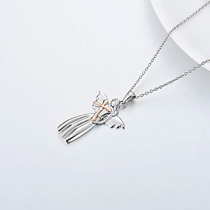 SIMONLY Mother's Day Gifts Angel Necklace Cross Necklace 925 Sterling Silver Angel Wings Pendant Faith Jewelry for Women