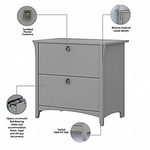 Bush Furniture Salinas Lateral File Cabinet in Cape Cod Gray