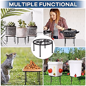 Metal Stand for Chicken Feeder Waterer, 2PCS Iron Stand Holder with Anti-Slip Strips for Buckets Barrels, Chicken Metal Stand for Feeder Waterer Port Indoor Outdoor Coop Poultry(Round)