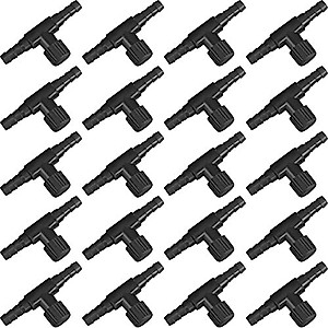 30 Pieces 2 Way Fish Tank Air Pump Aquaculture T Shape Control Valve Plastic Aquarium Hose Connector for 4 mm Air Tube (Black)