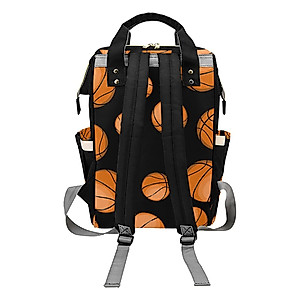 XOZOTY Basketball Diaper Bags Backpack with Name Personalized Nursing Nappy Bag Travel Tote Bag Gifts