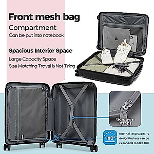 Melalenia Luggage Sets 3 Piece Expandable Suitcase Set, PP Hardshell Suitcase with Spinner Wheels,Lightweight Carry On Luggage with TSA Lock